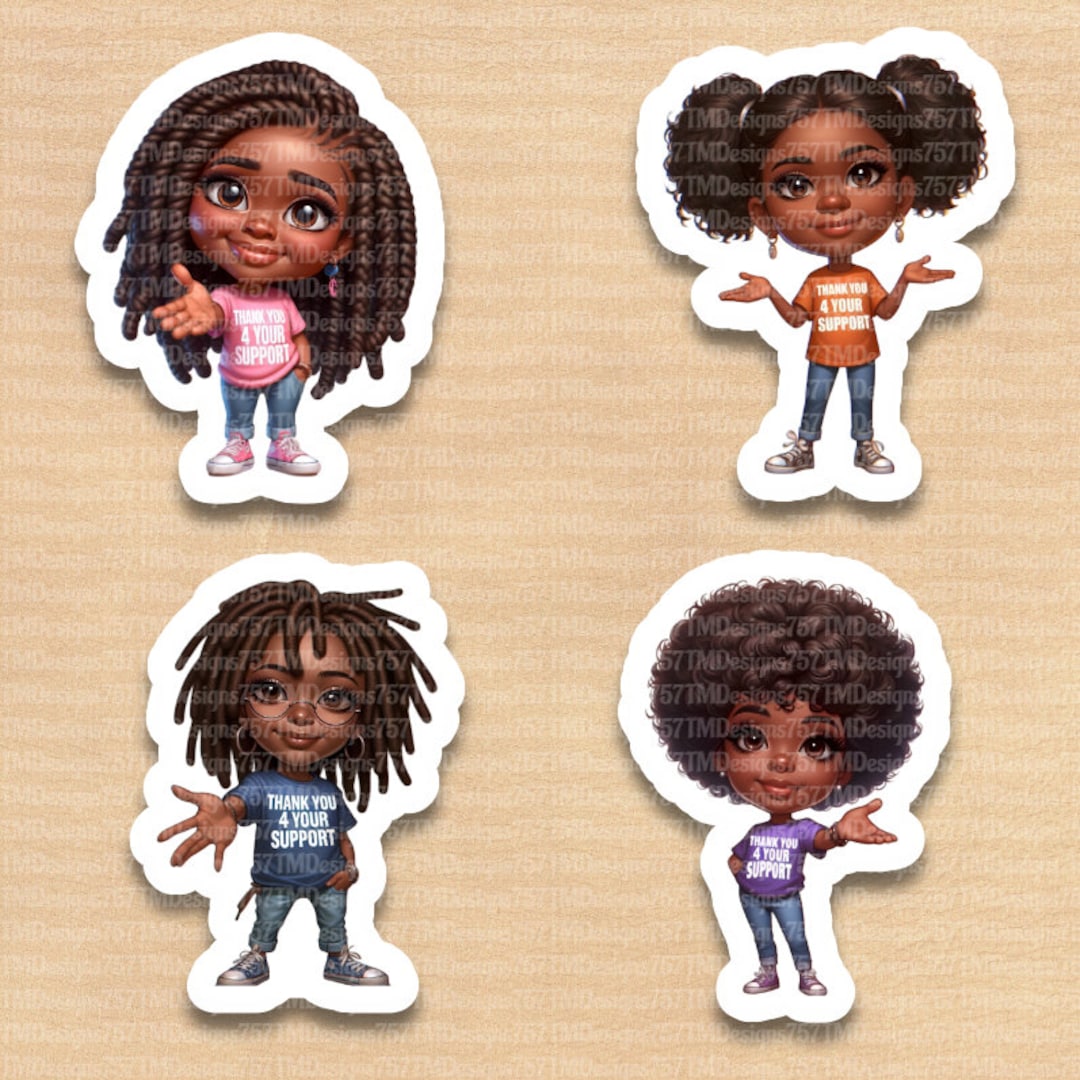 STICKERS - Thank You; Ponytails; Afro; Curls; Locs; Braids; Business ...