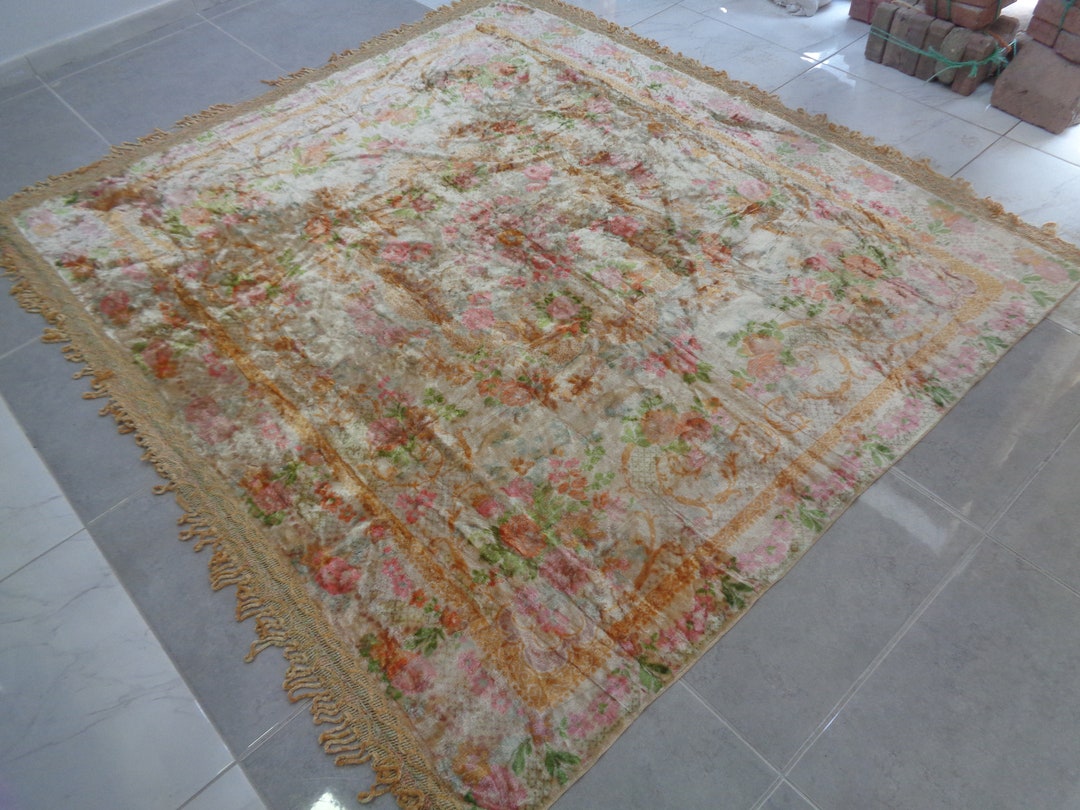 7.2x6.6ft Muted Victorian Style Bedcover 220x200cm Italian Vintage ... 7.2x6.6ft Muted Victorian Style Bedcover 220x200cm Italian Vintage ...