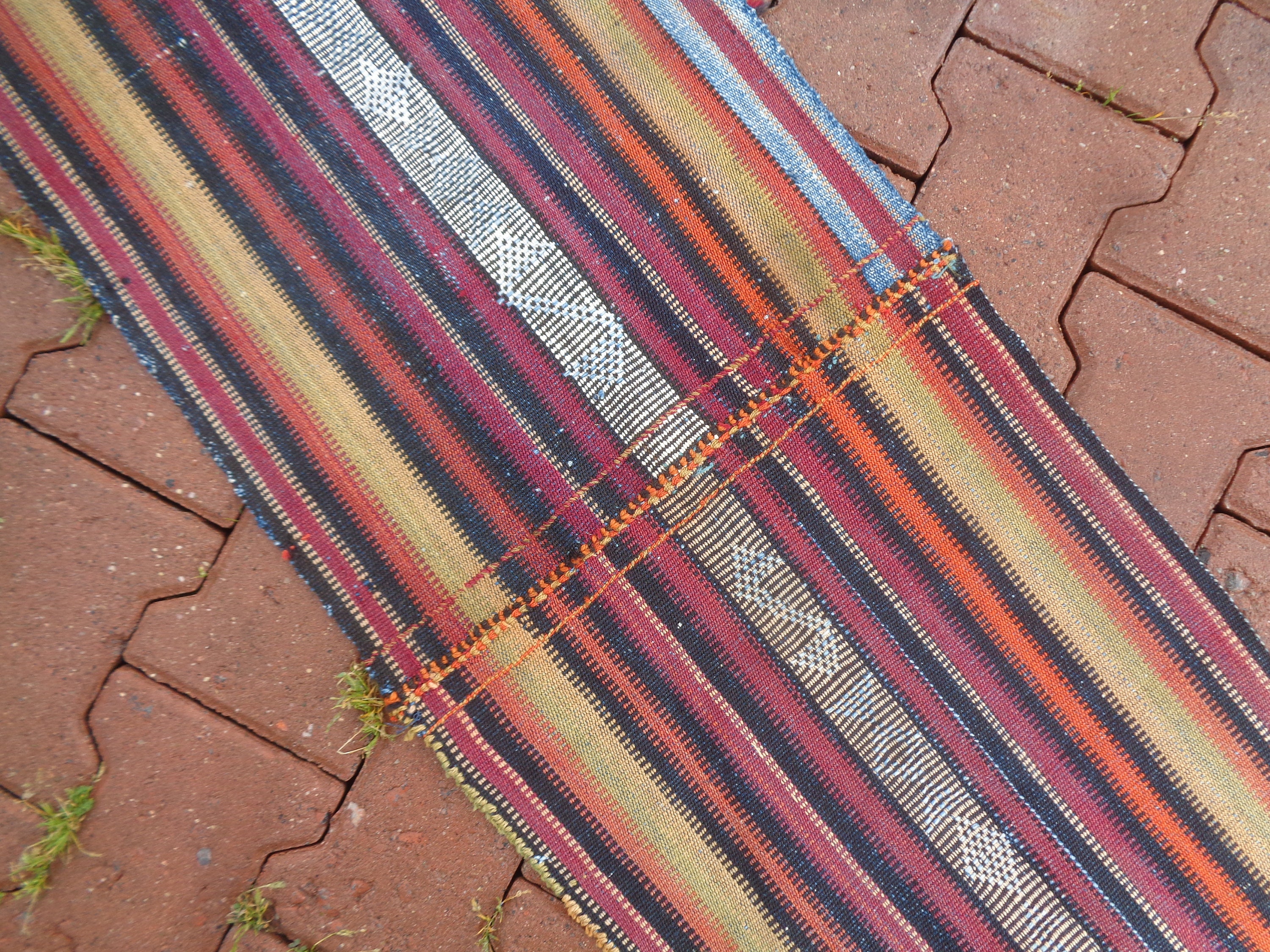23 X 1.3 Ft Extra Long Narrow Kilim Runner Rug, Striped Handmade Runner ...
