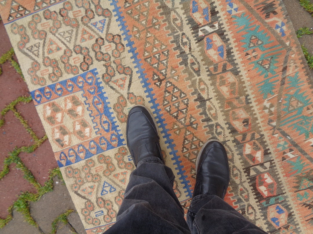 28 X 3 Ft Extra Long Kilim Rug Runner,flat- Woven Turkish Kelim Runner ...