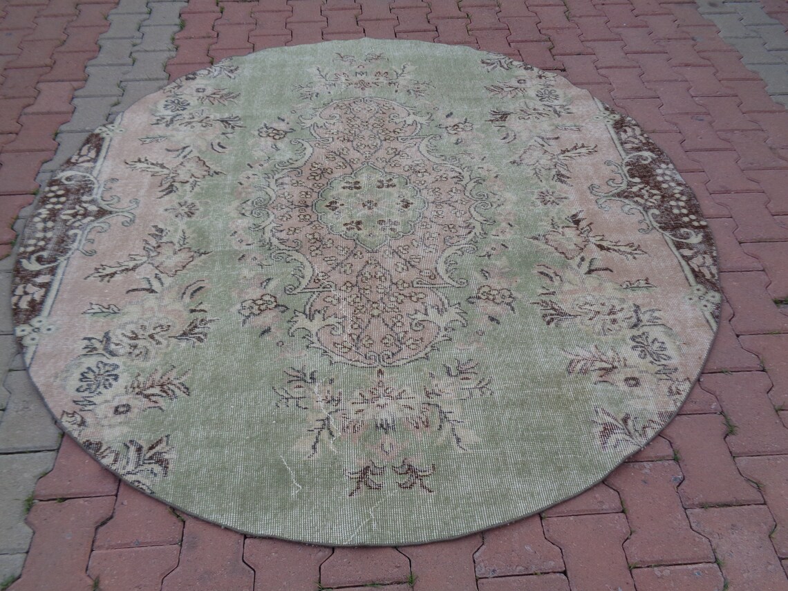 Round Rugvintage Circle Rugdining Table Rug Orient | Etsy