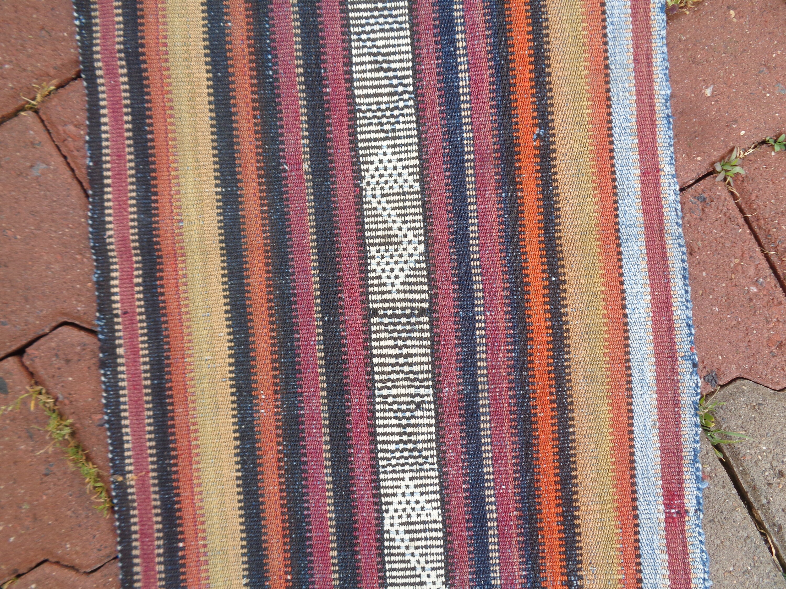23 X 1.3 Ft Extra Long Narrow Kilim Runner Rug, Striped Handmade Runner ...