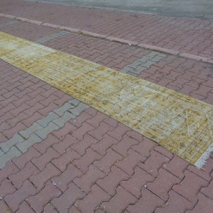 Yellow Extra Long Runner, Stair Treads Carpet, Overdyed Stairway Rug ...