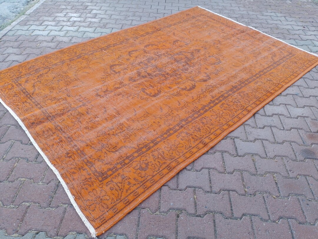 5.5 X 6.1 Ft Burnt Orange & Subtle Brown Turkish Overdyed-oversize ...