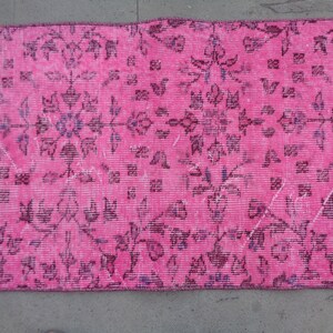 Extra Long Pink Runner, 17 X 1.9 Floral Long Narrow Runner, Low Pile ...