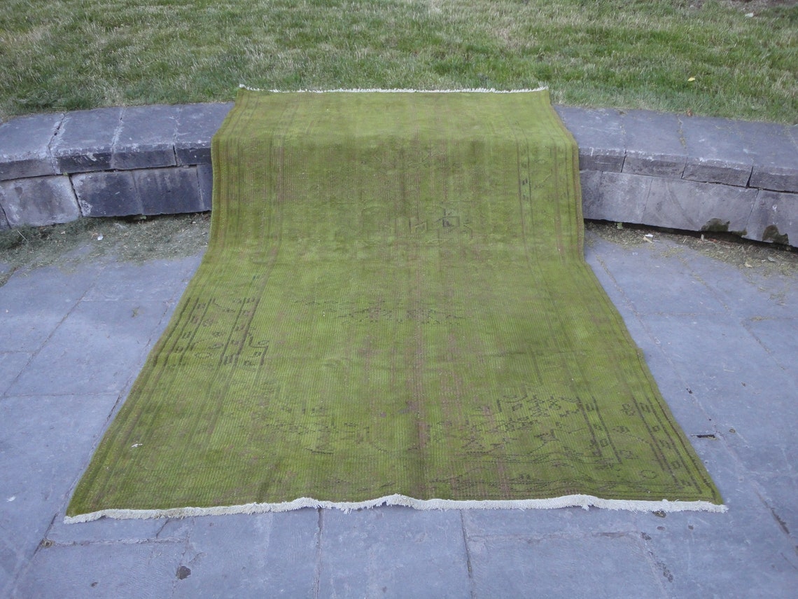 Large RugOverdyed Vintage RugLow Pile Big Carpet Living | Etsy