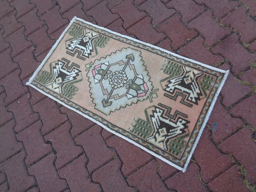 3.3X1.7 Soft Pink Bath Mat, Vintage Foyer Rug, Rugs for Entry, Eco ...