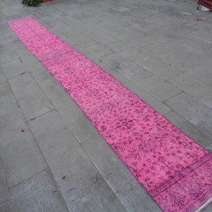 Extra Long Pink Runner, 17 X 1.9 Floral Long Narrow Runner, Low Pile ...
