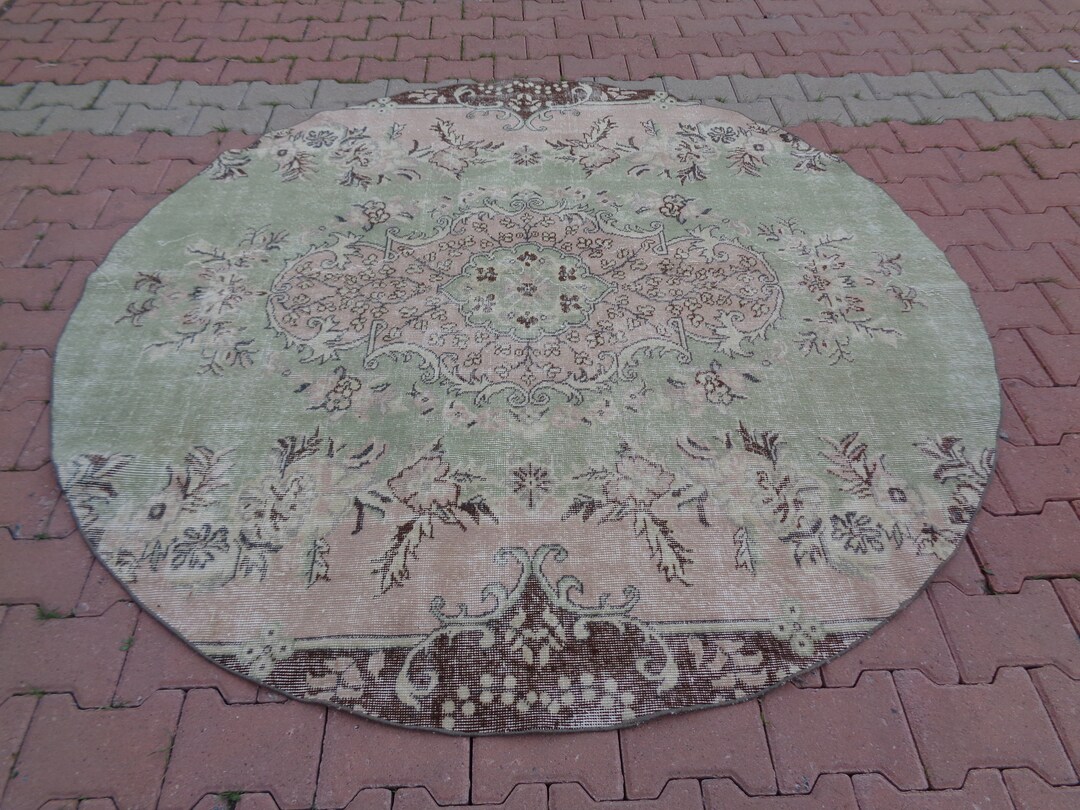 Round Rug,vintage Circle Rug,dining Table Rug, Orient Rug6' 2''x6' 2 ...