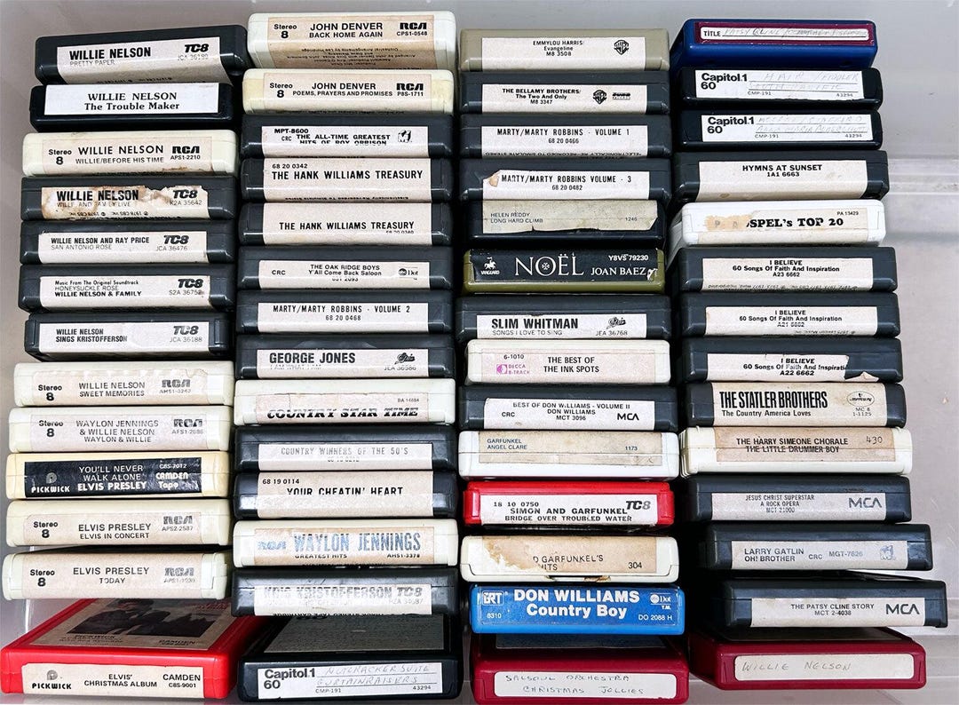 Lot of 55 Vintage 8 Track Tapes Country Willie Nelson ELVIS Denver ...