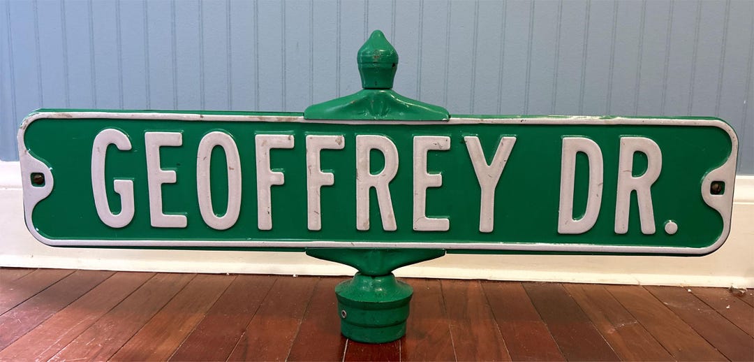 Vintage GEOFFREY DR Street Sign Double Sided Retired Road Sign Large 30 ...