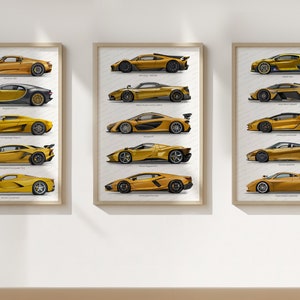 Set of 3 Poster Ferrari, Lamborghini, Mclaren, Porsche, Mercedes ...