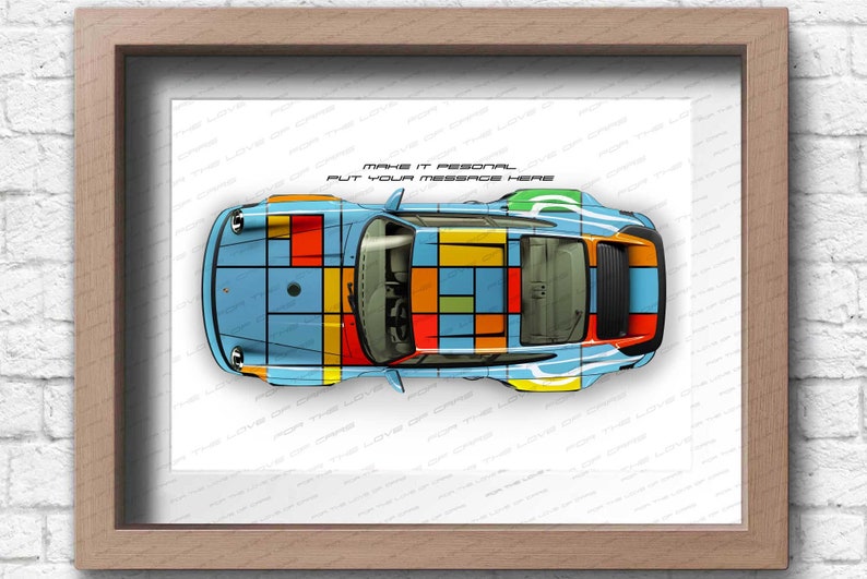 Porsche 911 Piet Mondrian Style Poster for Car Lovers / Hand Made Art ...