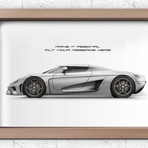 Koenigsegg Regera Personalise Poster for Car Lovers / Hand Made Art ...