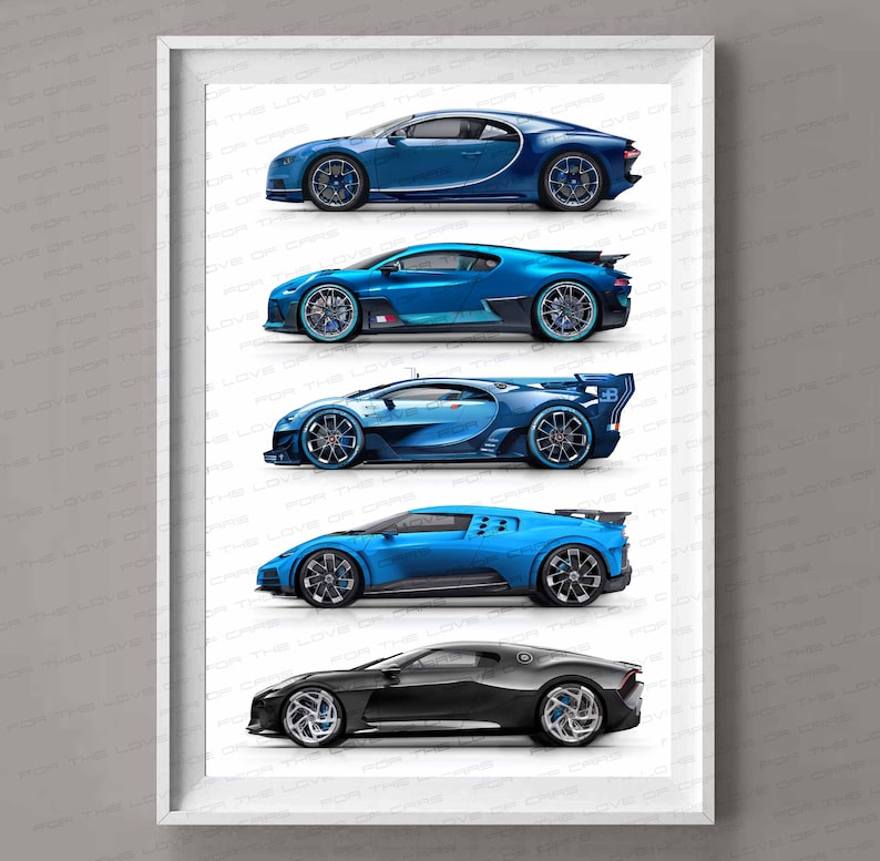 Bugatti Chiron, Divo, Centodieci, GT Poster for Car Lovers / Hand Made ...