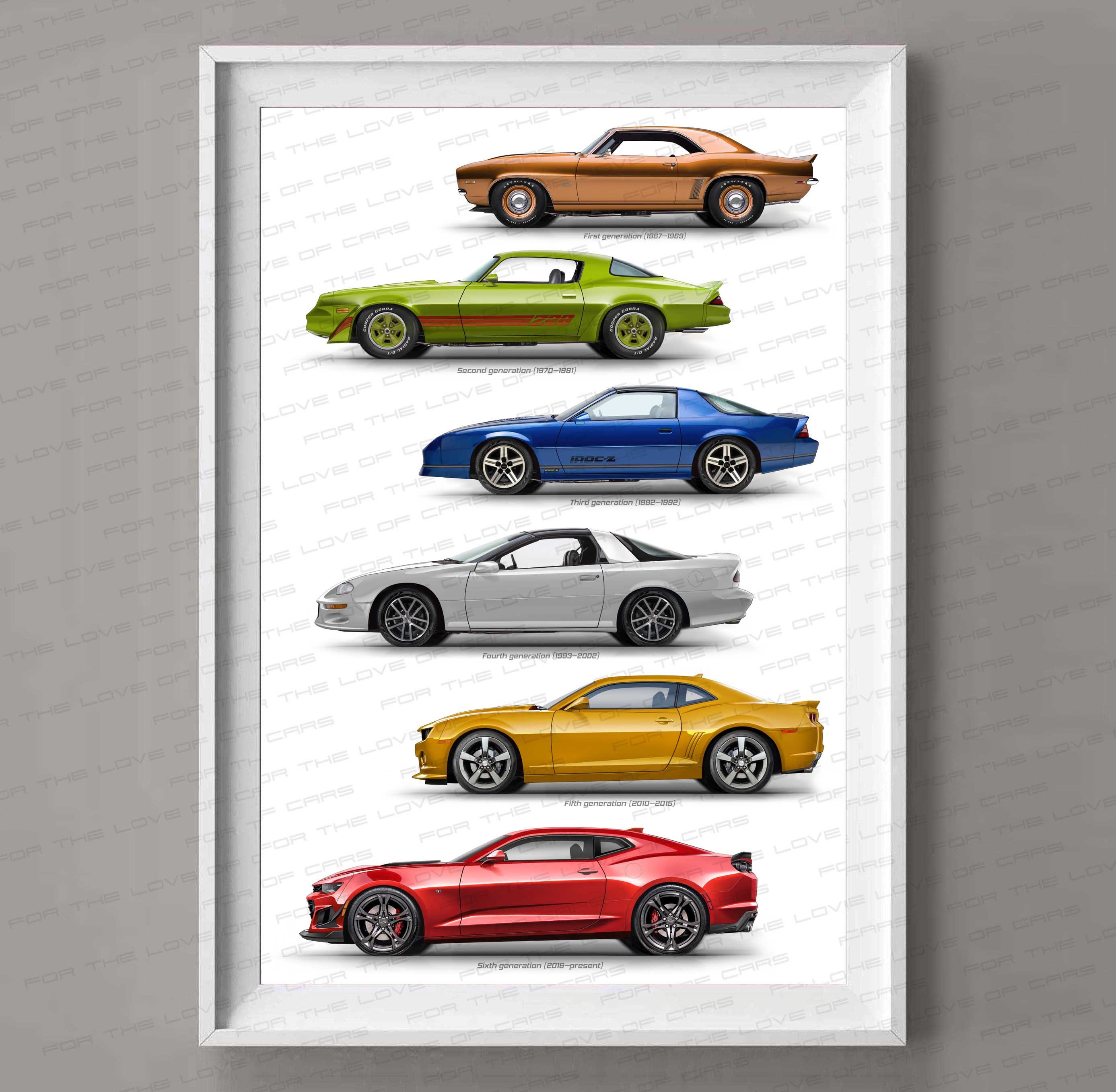 Chevrolet Camaro Generations Gift for Car Lovers Handmade Artwork Print ...