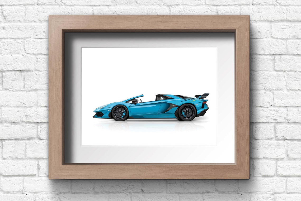 Personalised Lamborghini Print for Car Lovers, Aventador SVJ Roadster ...