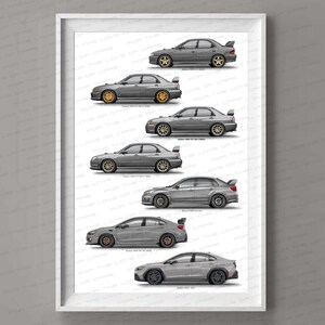 Subaru Impreza WRX STI Generations Gift for Car Lovers Handmade Artwork ...