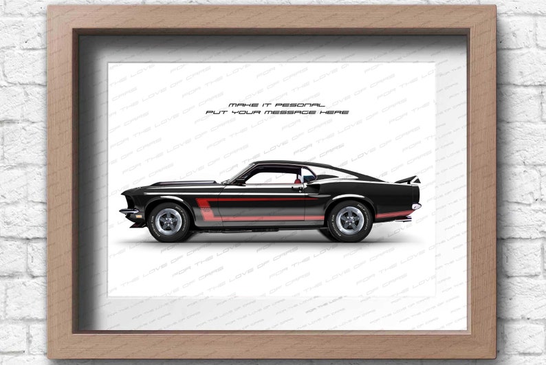 1969 Ford Mustang Fastback BOSS 302 Poster for Car Lovers / Hand Made ...