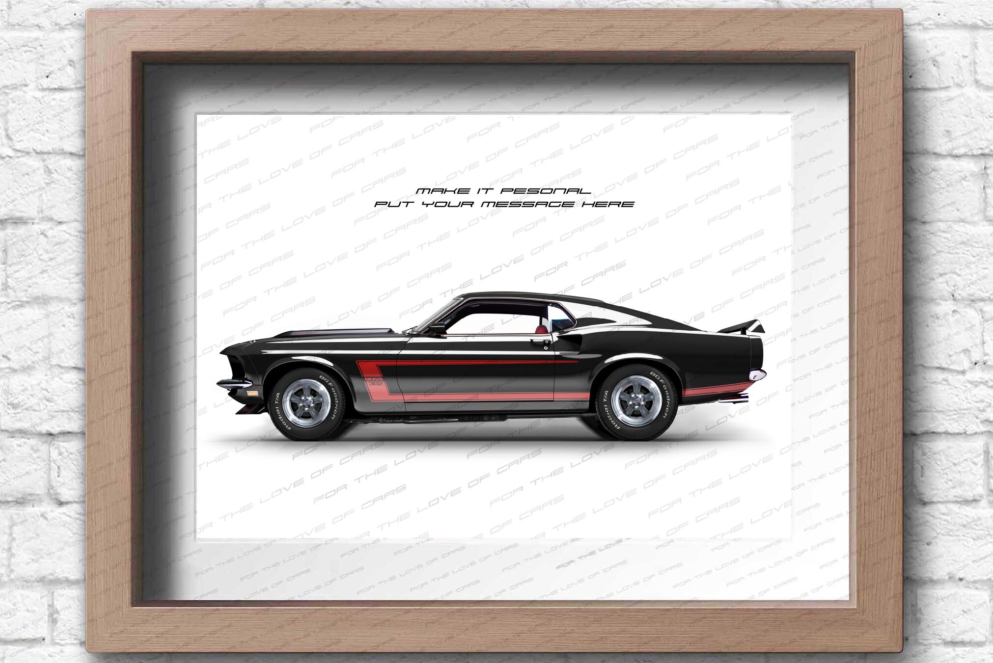 1969 Ford Mustang Fastback BOSS 302 Poster for Car Lovers / Hand Made ...