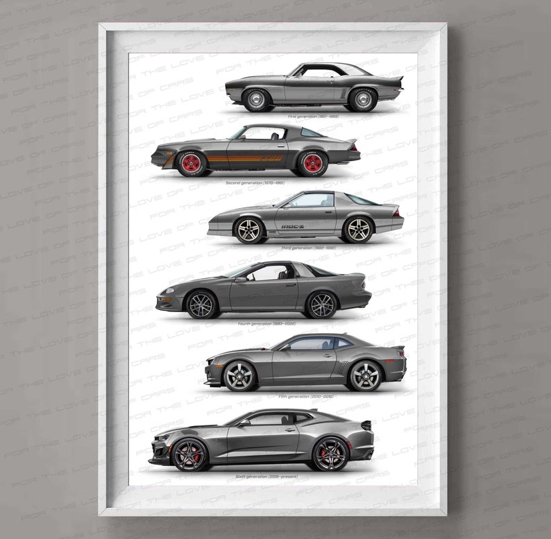 Chevrolet Camaro Generations Gift for Car Lovers Handmade Artwork Print ...