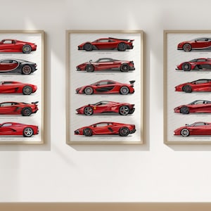 Set of 3 Poster Ferrari, Lamborghini, Mclaren, Porsche, Mercedes ...