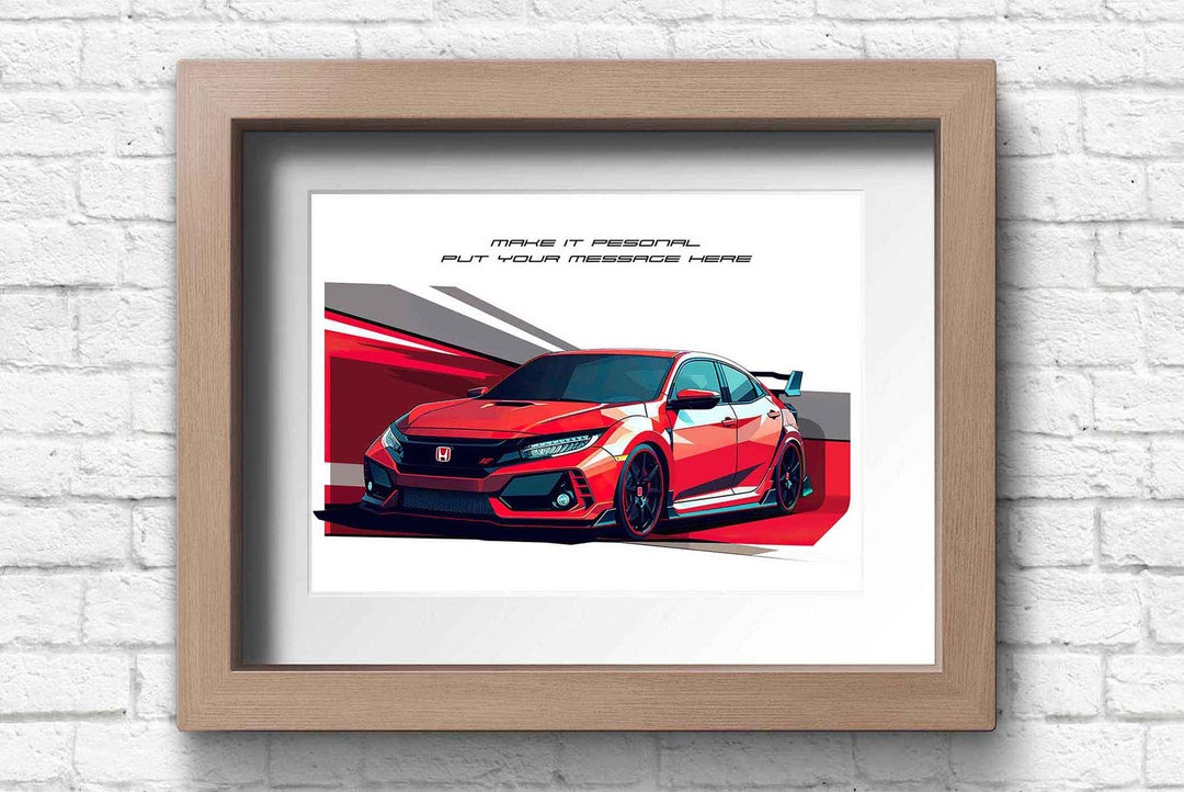 Honda Civic TYPE R FK8, Handmade Personalisable Artwork Print / Gifts ...