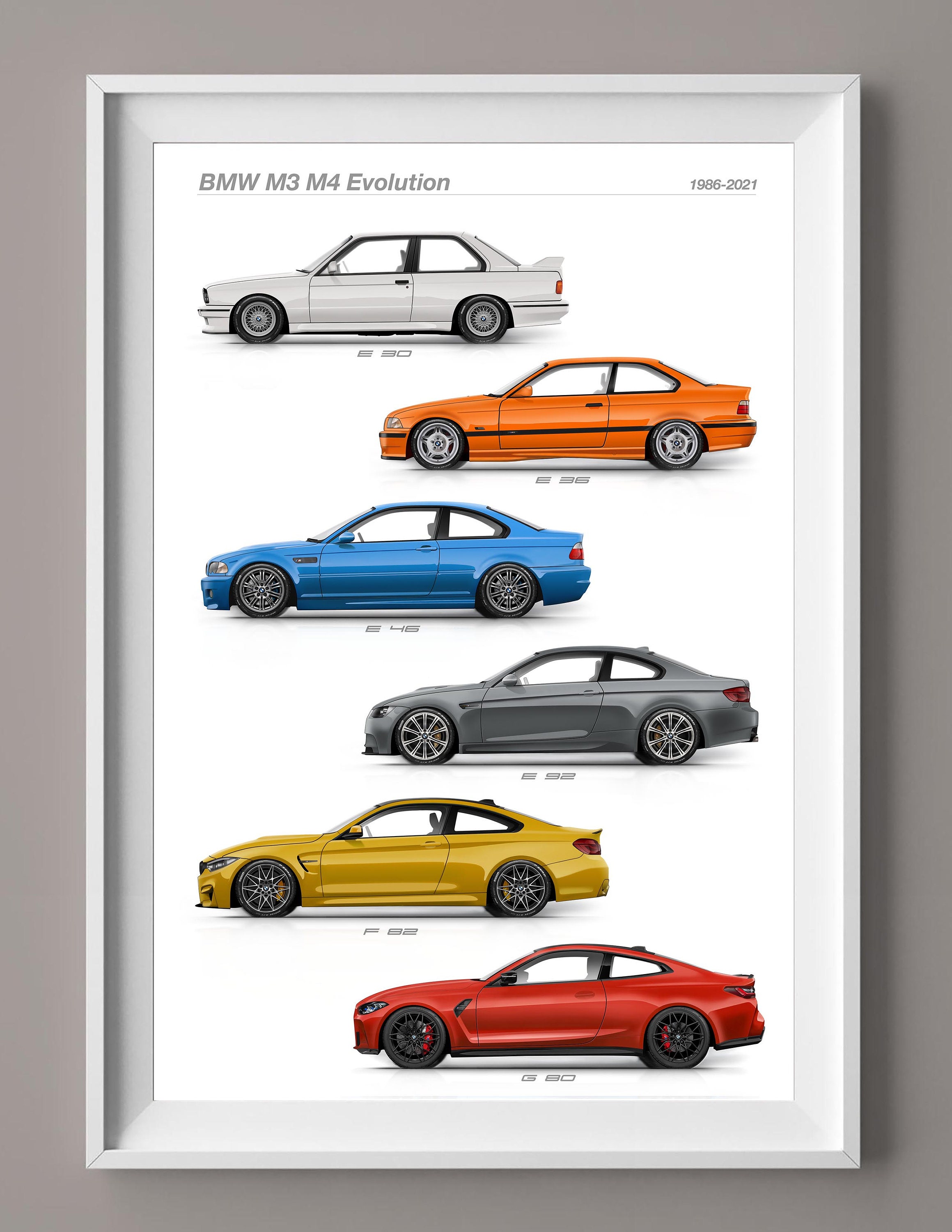 BMW M3 / M4 Generations Handmade Artwork Print Gift for Car - Etsy