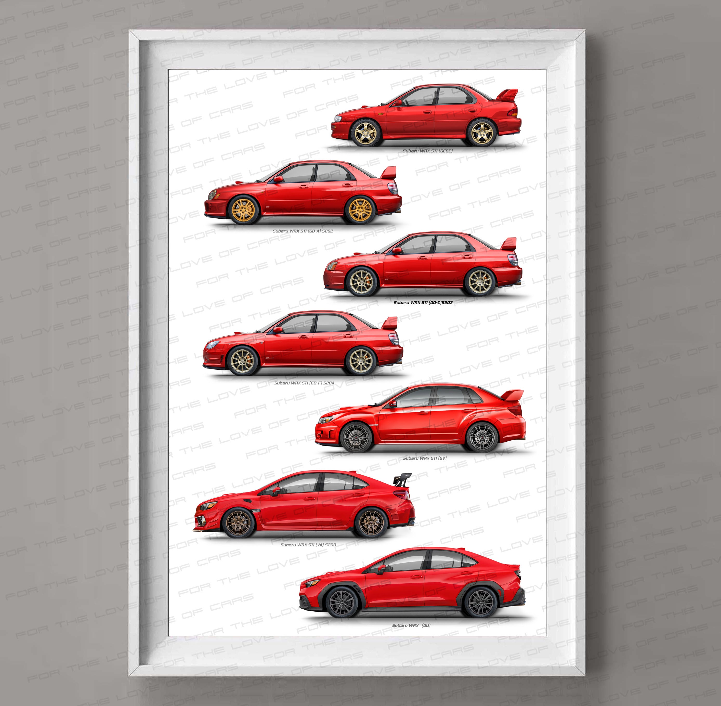 Subaru Impreza WRX STI Generations Gift for Car Lovers Handmade Artwork ...