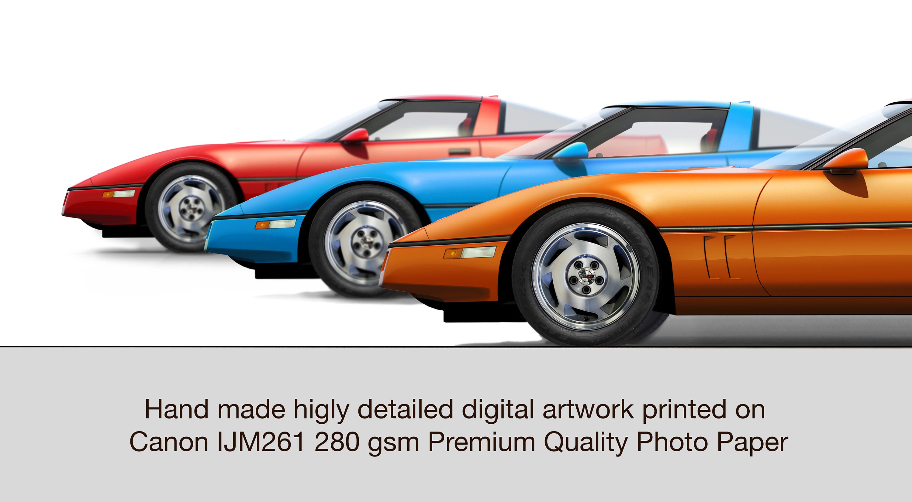 Chevrolet Corvette C4 Personalise Poster for Car Lovers / Hand Made Art ...