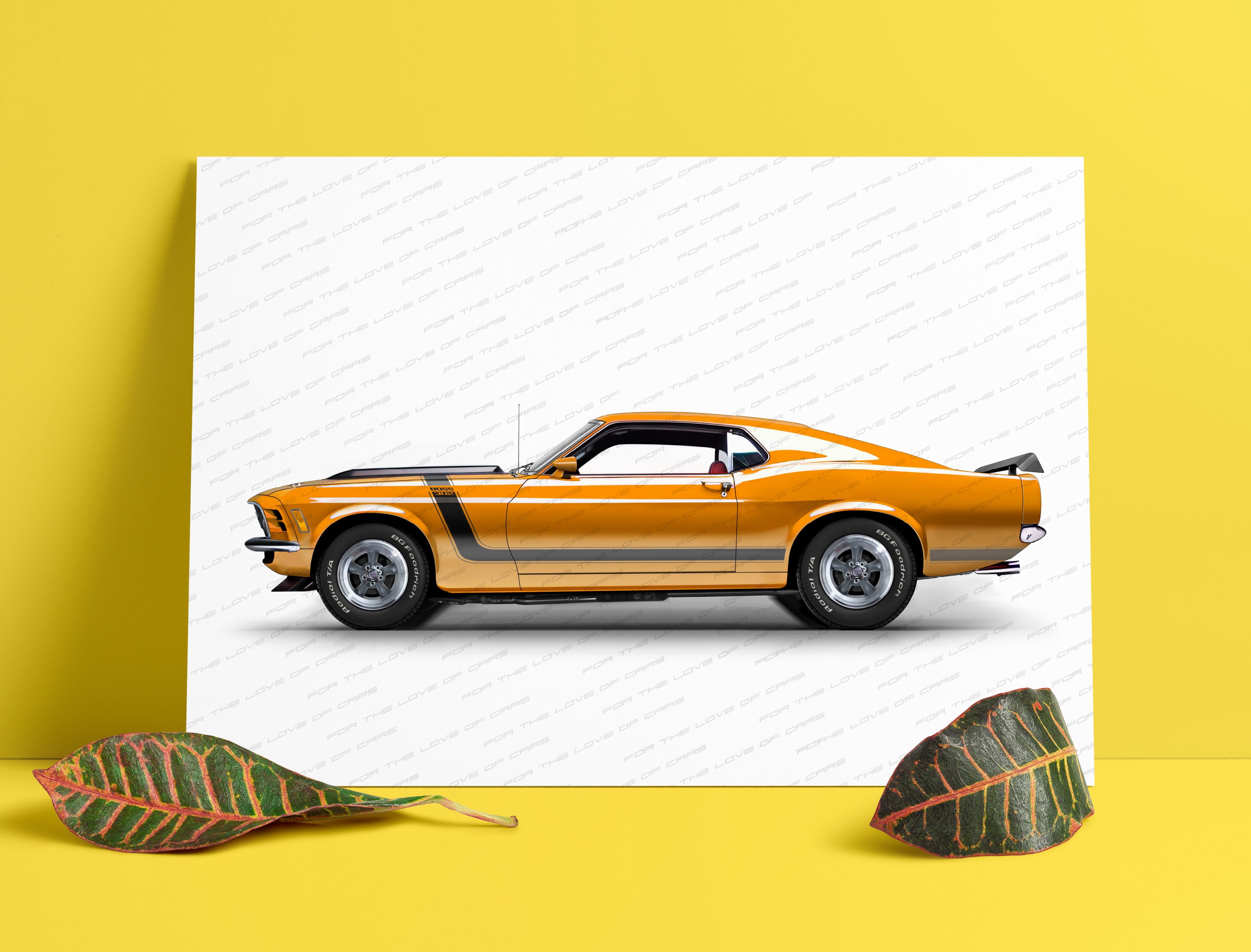 1970 Ford Mustang Boss 302 Poster for Car Lovers / Hand Made Art Work ...