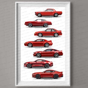 Ford Mustang Generation Inspired Poster for Car Lovers / Hand Made Art ...
