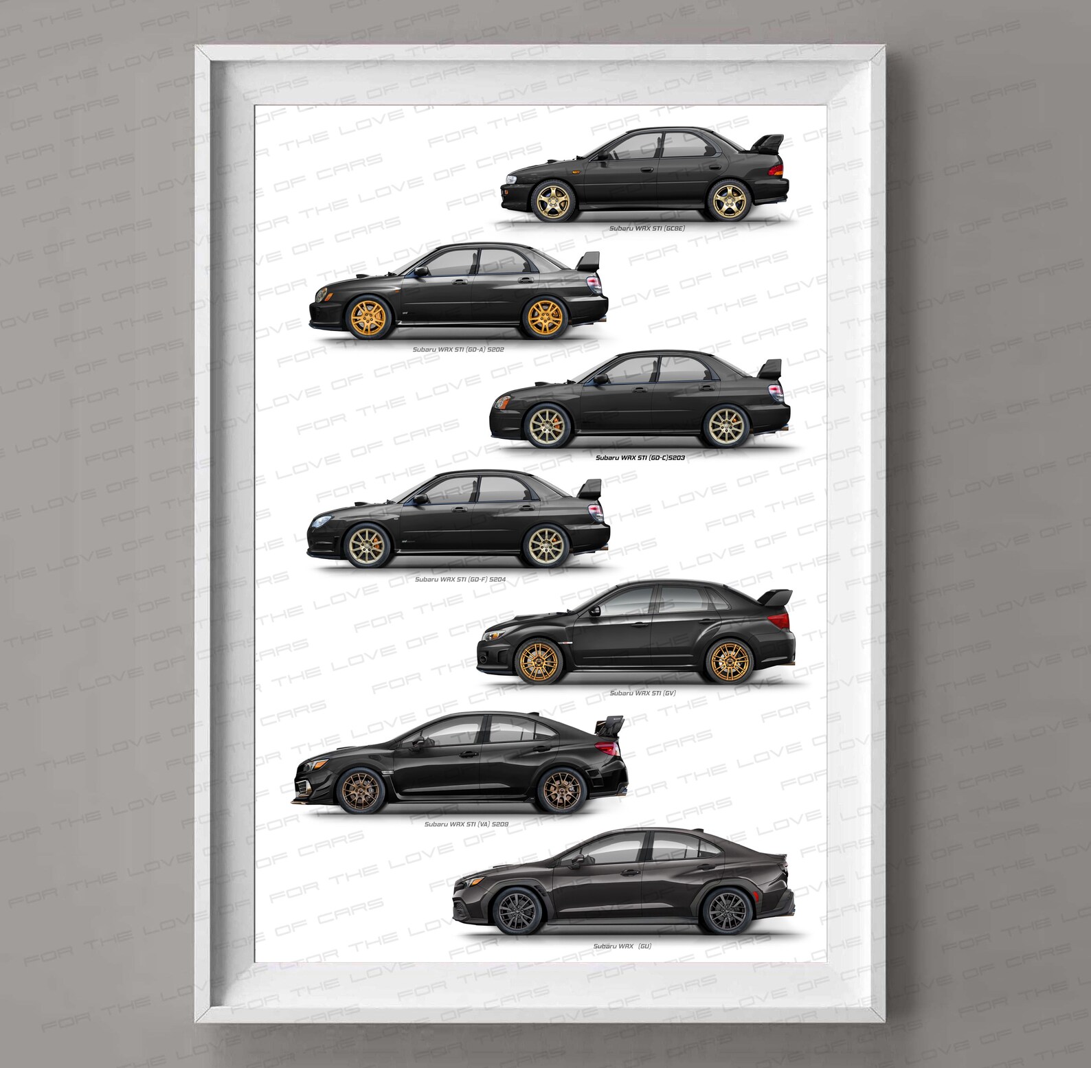 Subaru Impreza WRX STI Generations Gift for Car Lovers Handmade Artwork ...
