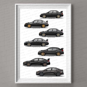 Subaru Impreza WRX STI Generations Gift for Car Lovers Handmade Artwork ...