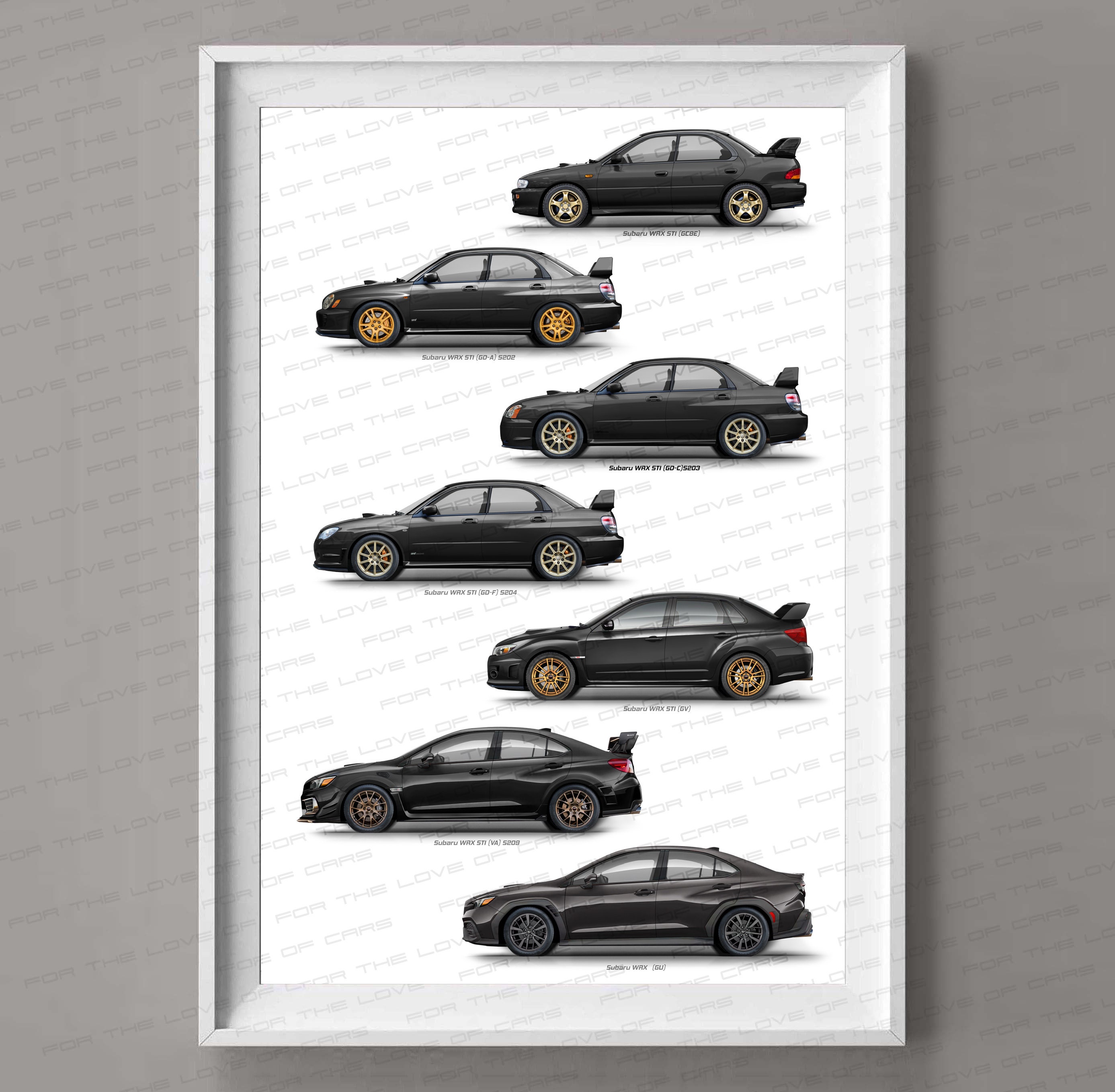 Subaru Impreza WRX STI Generations Gift for Car Lovers Handmade Artwork ...