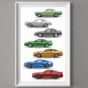 Ford Mustang Generation Inspired Poster for Car Lovers / Hand Made Art ...