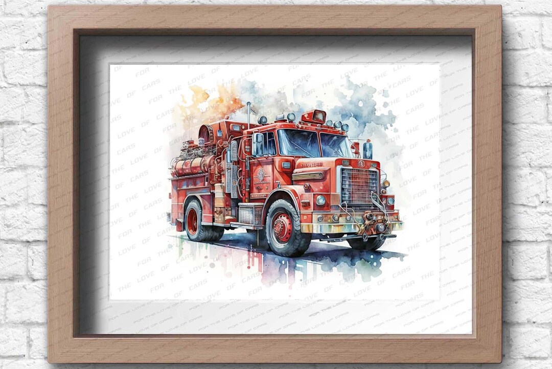 Set of 3 or 6 Fire Engine, Firefighter Nursery Prints, Baby Boy Room ...