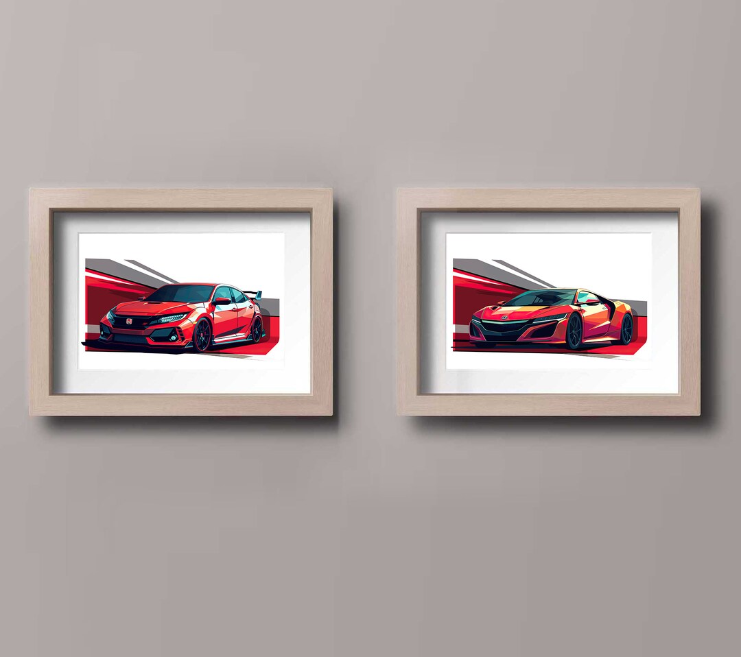 2 Print Set, Honda Civic TYPE R FK8 / Honda NSX, Handmade ...