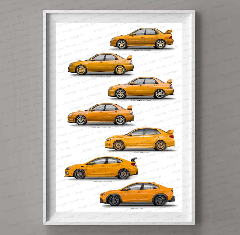 Subaru Impreza WRX STI Generations Gift for Car Lovers Handmade Artwork ...