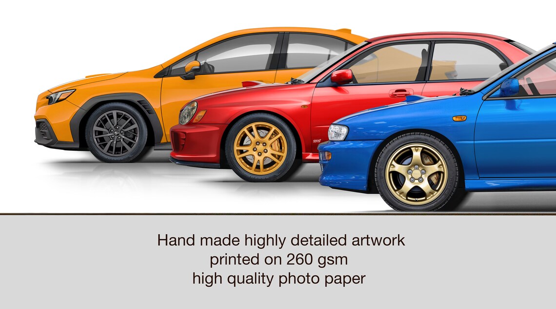 Subaru Impreza WRX STI Generations Gift for Car Lovers Handmade Artwork ...