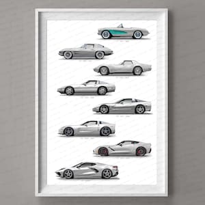 Chevrolet Corvette Generations Gift for Car Lovers Handmade Artwork ...