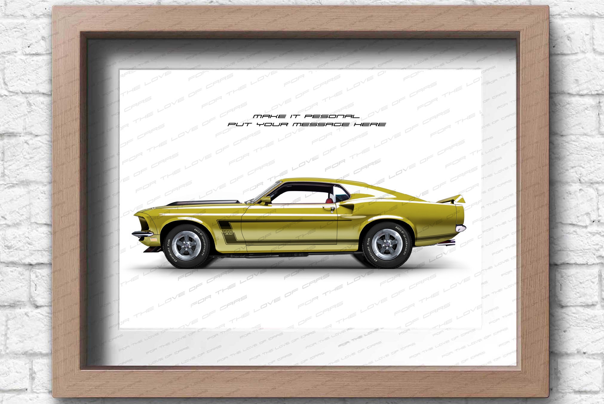 1969 Ford Mustang Fastback BOSS 302 Poster for Car Lovers / Hand Made ...
