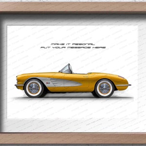 Chevrolet Corvette C1 Personalise Poster for Car Lovers / Hand Made Art ...