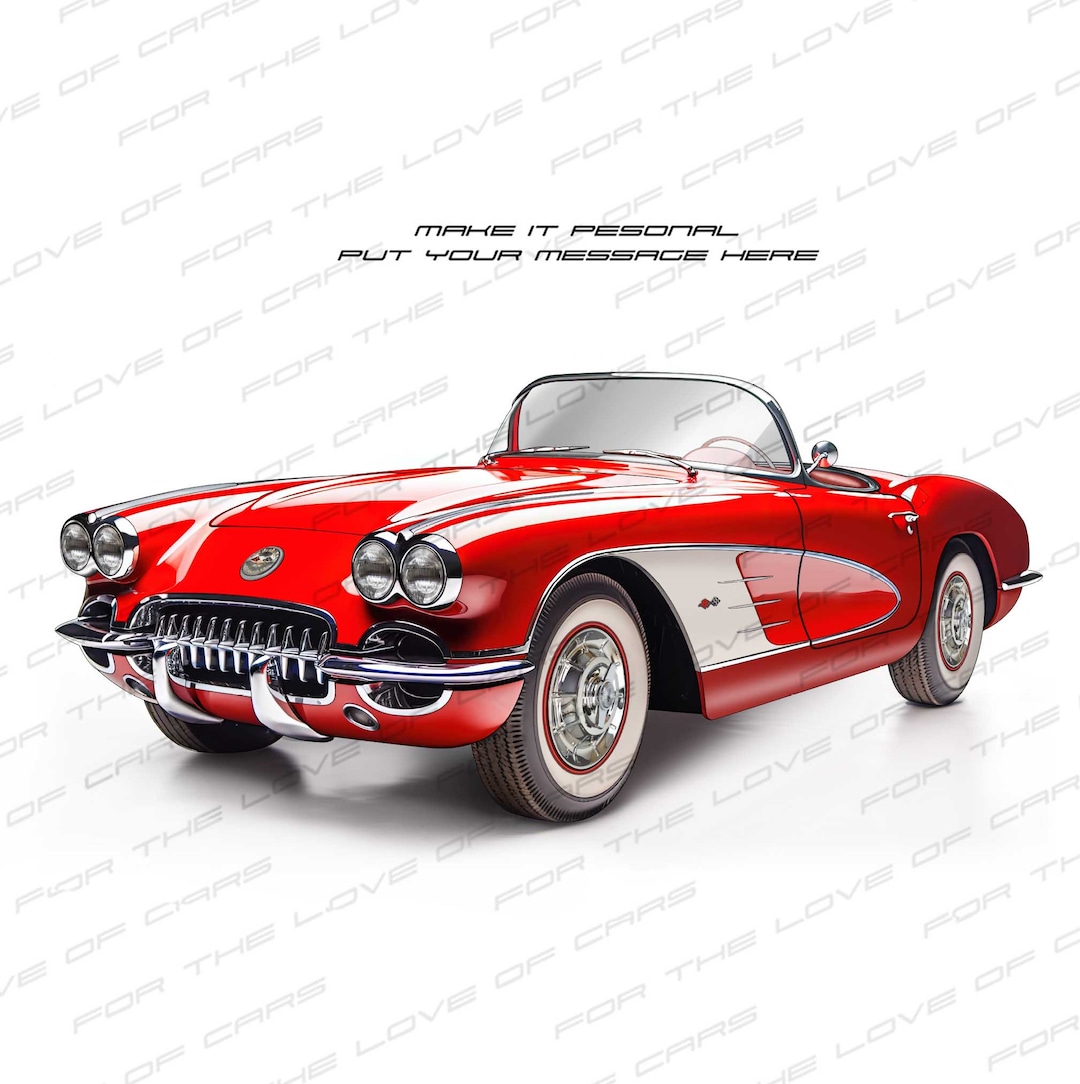 1958 C1 Chevrolet Corvette Personalisable Poster for Car Lovers / Hand ...