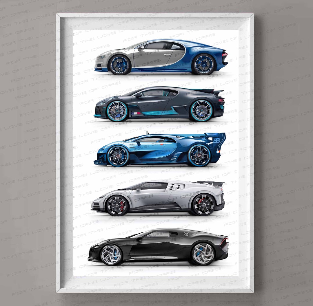 Bugatti Chiron, Divo, Centodieci, GT Poster for Car Lovers / Hand Made ...