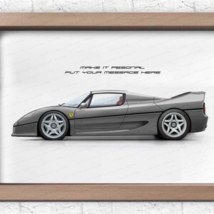 Ferrari F50 Personalise Poster for Car Lovers / Hand Made Art Work ...