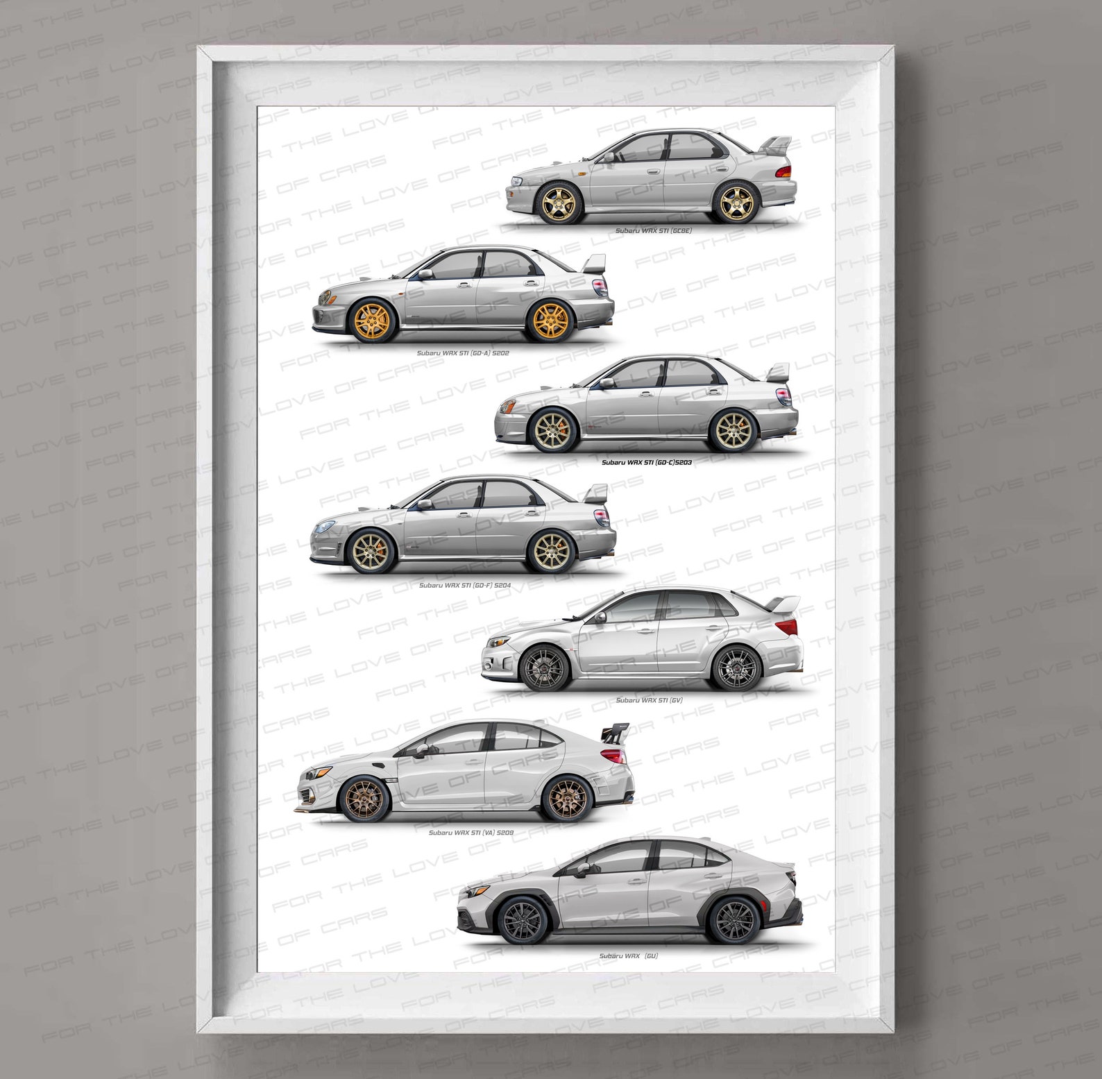 Subaru Impreza WRX STI Generations Gift for Car Lovers Handmade Artwork ...