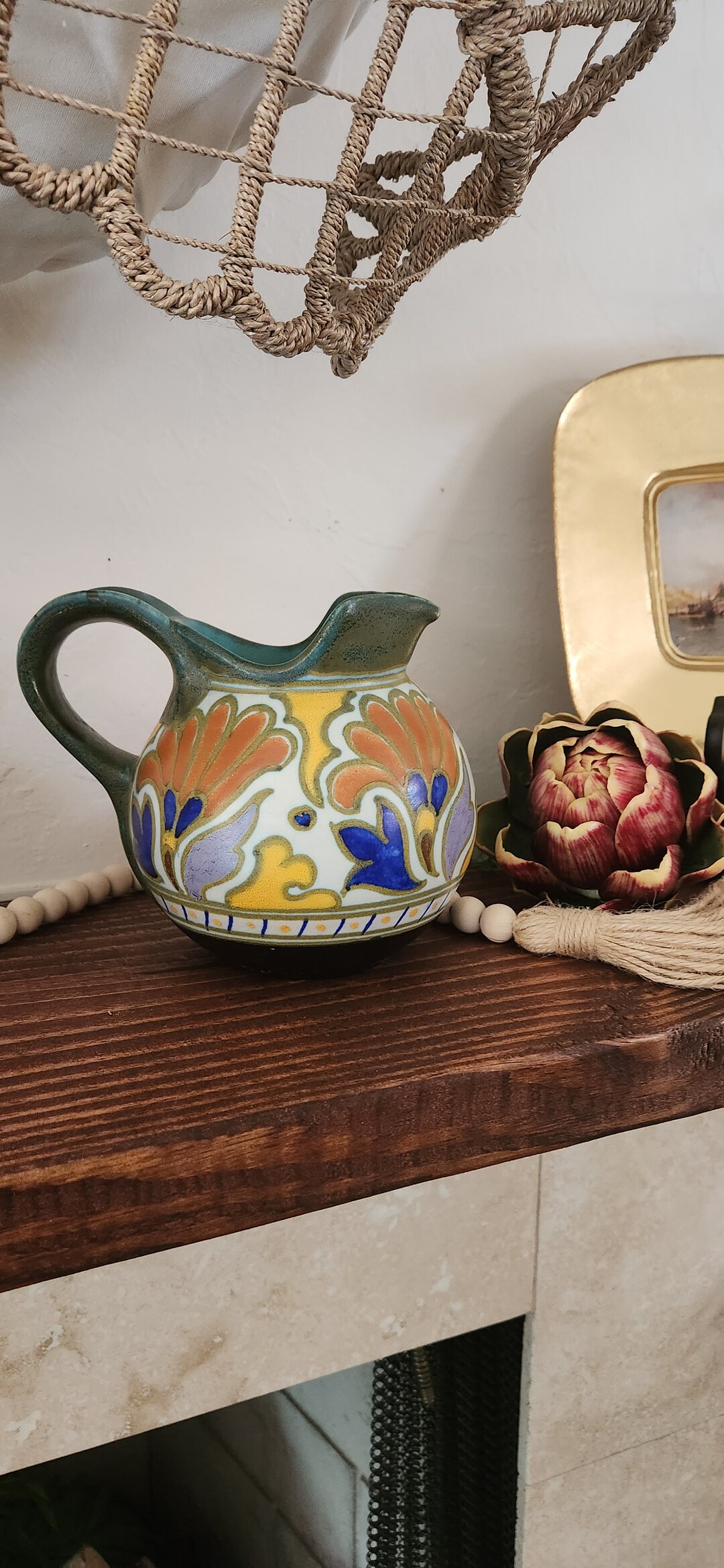 Gouda Holland Art Deco Pottery Pitcher, Metz Floral, Holland Pottery - Etsy