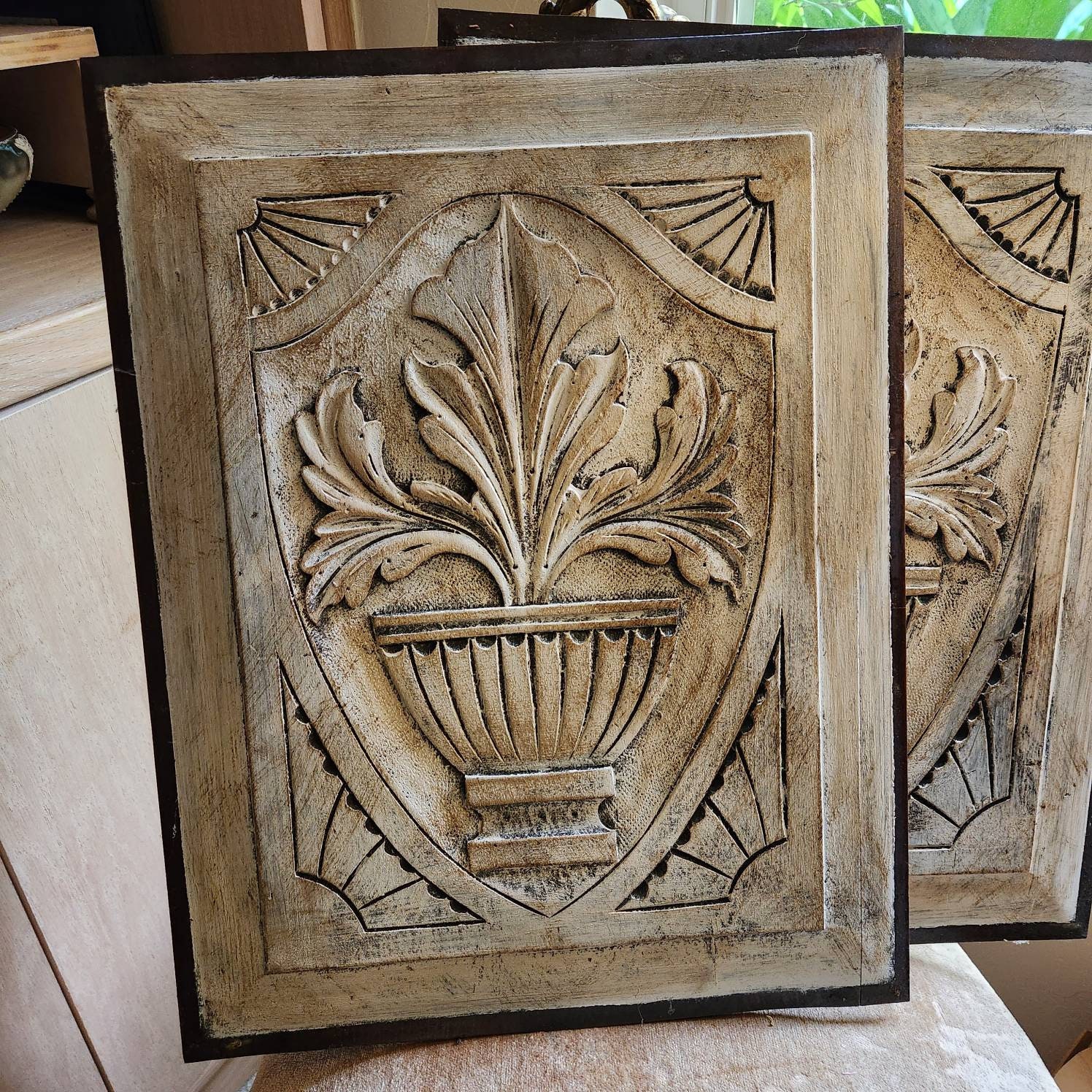 Antique Shabby Wood Cabinet Panel Inserts, Decorative Panels - Etsy