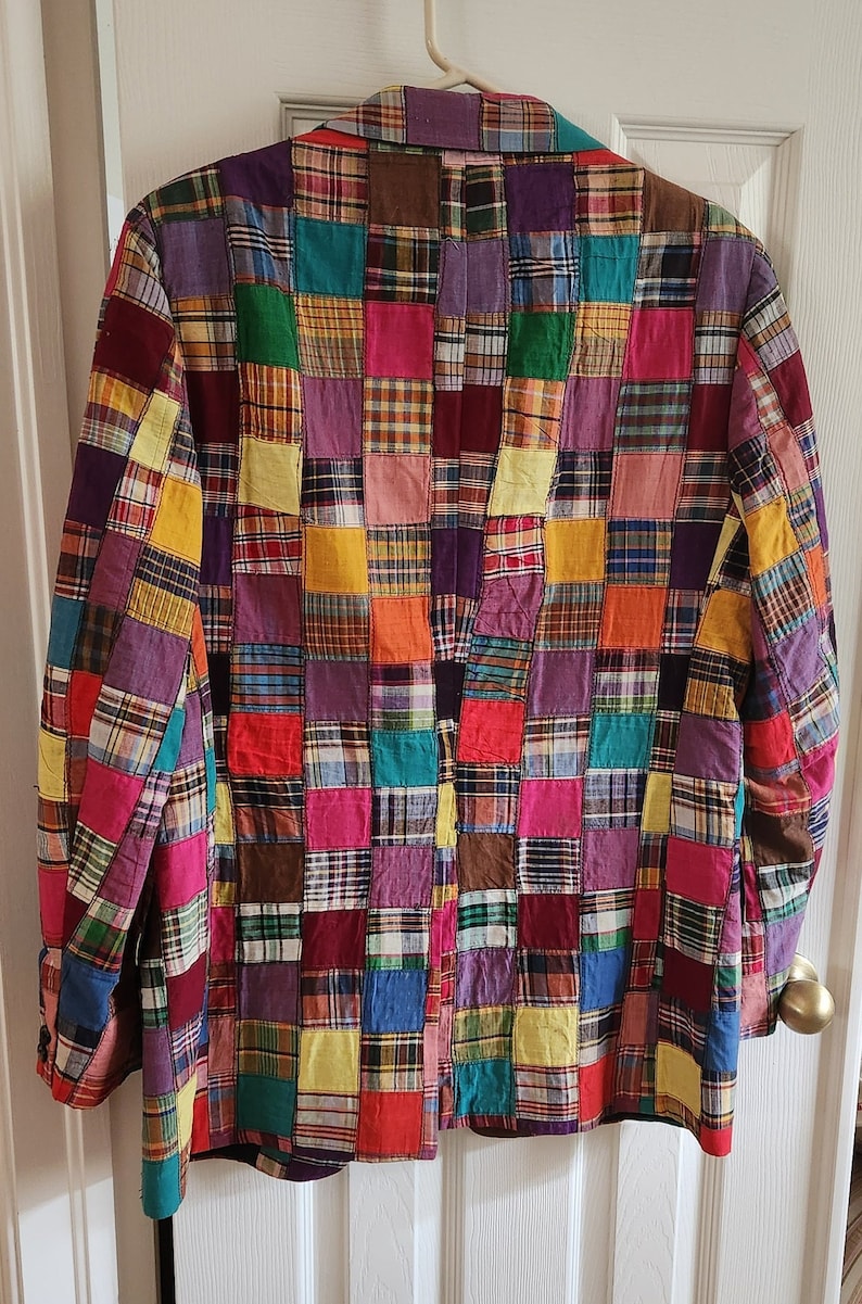 Vintage Mens India Bleeding Madras Plaid Patchwork Blazer, Dinner Sport ...
